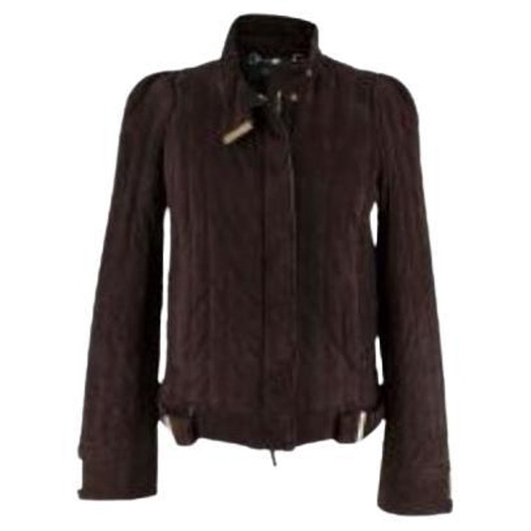 Gucci Vintage Chocolate Brown Suede Quilted Jacket For Sale at 1stDibs