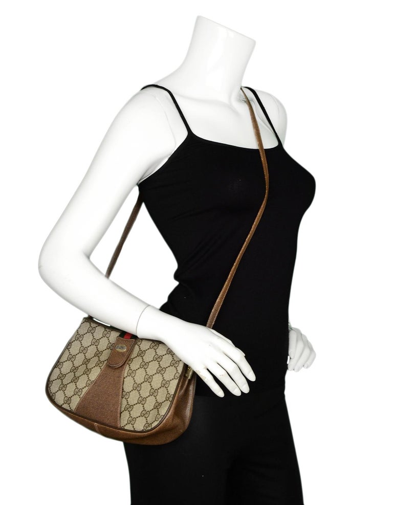 Gucci Vintage GG Monogram Canvas Supreme Crossbody Bag W/ Web For Sale ...