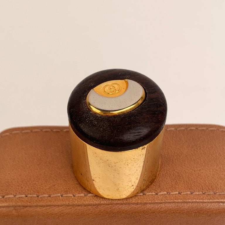 Gucci Vintage Glass and Tan Leather Hip Flask Bottle For Sale at ...