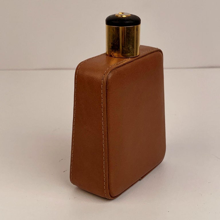 Gucci Vintage Glass and Tan Leather Hip Flask Bottle For Sale at ...
