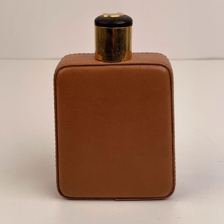 Gucci Vintage Glass and Tan Leather Hip Flask Bottle For Sale at ...