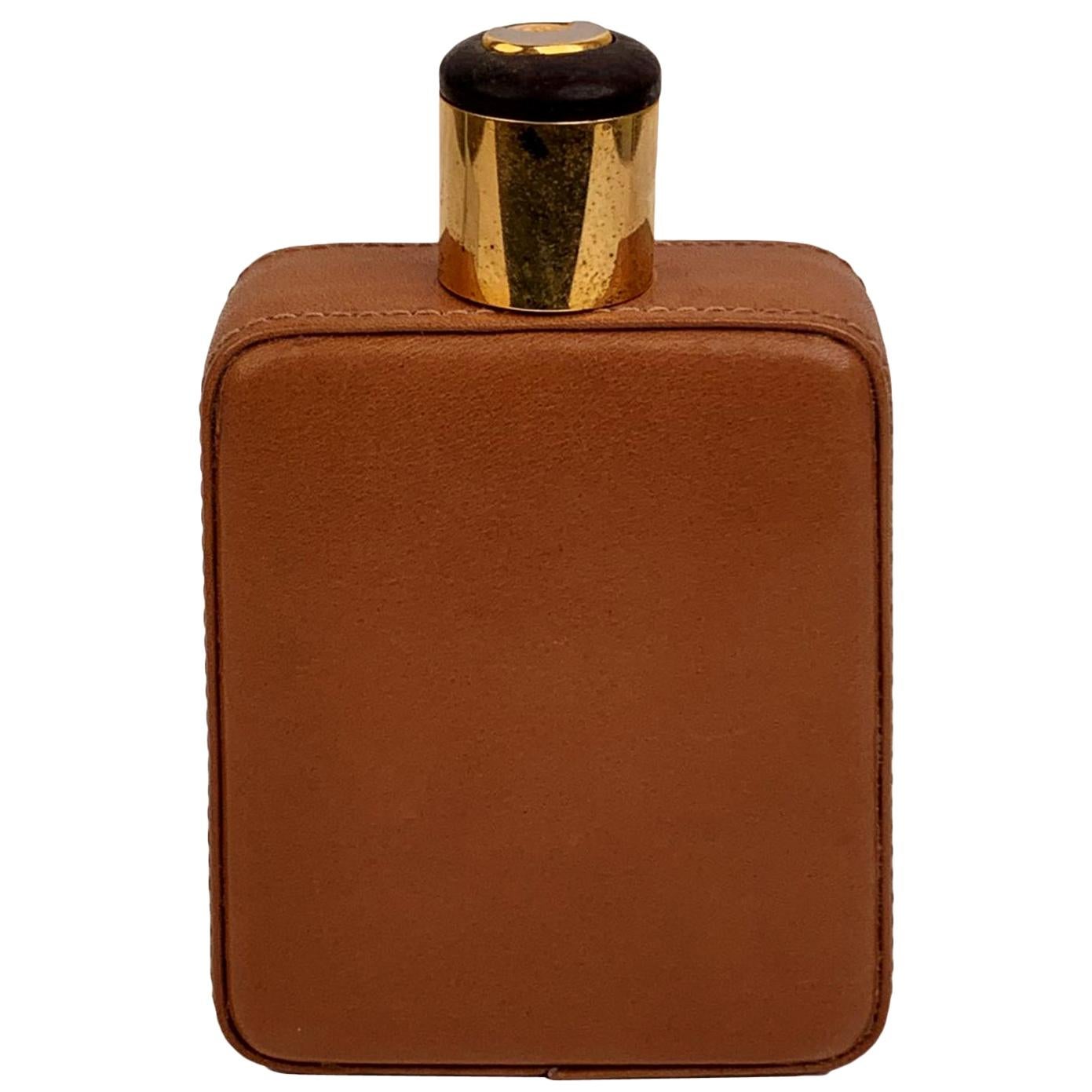Gucci Vintage Glass and Tan Leather Hip Flask Bottle For Sale at ...