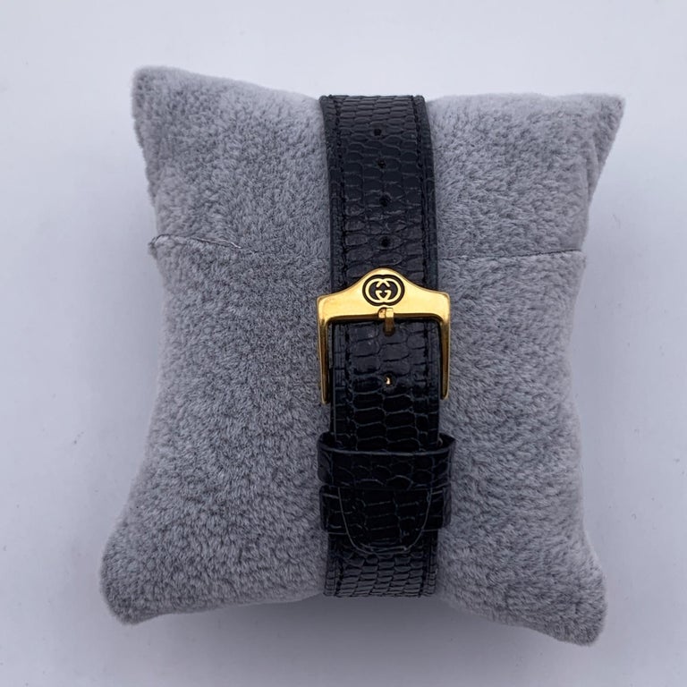 Gucci Vintage Gold Unisex Stainless Steel GG Logo Watch Black Dial at ...