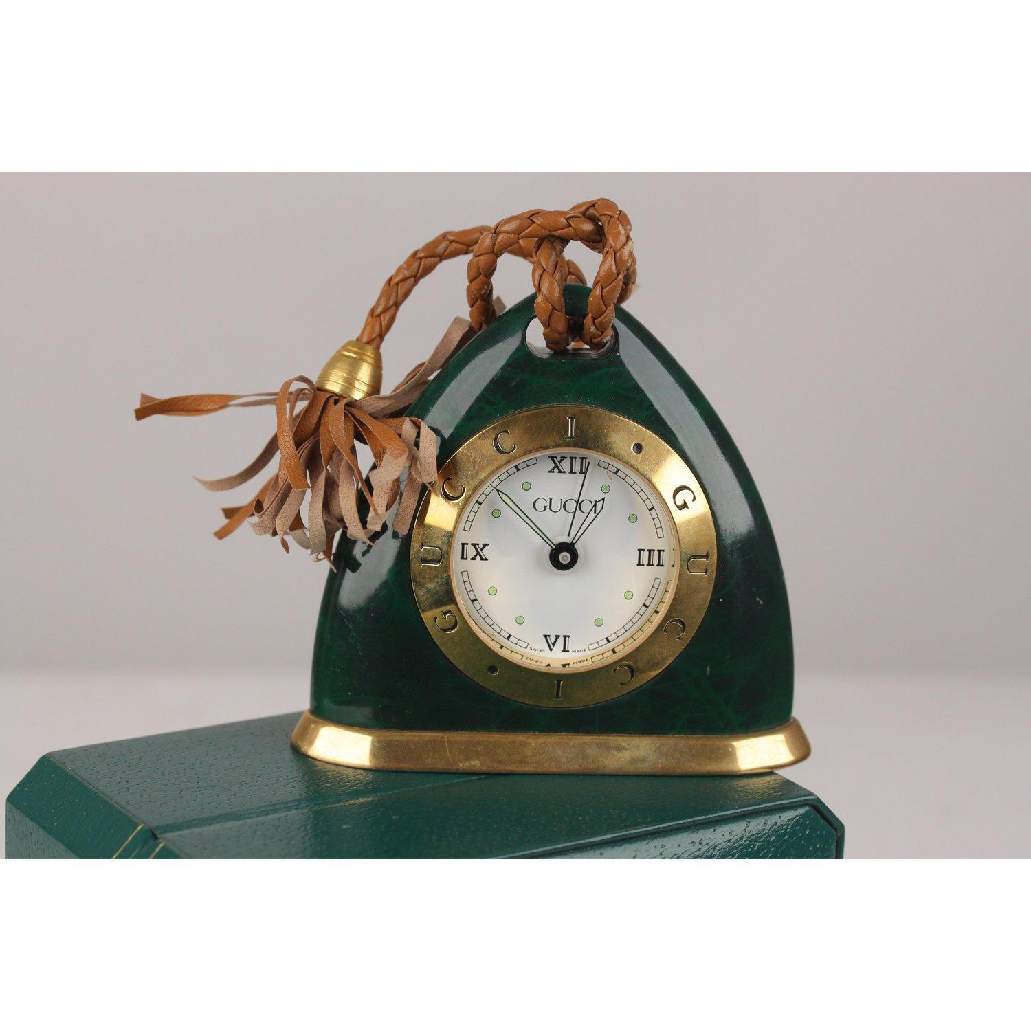 Gucci Vintage Green Stirrup Desk Table Clock Alarm Time Piece For Sale ...