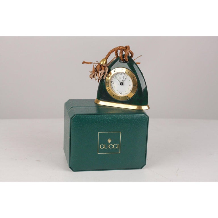 Gucci Vintage Green Stirrup Desk Table Clock Alarm Time Piece For Sale ...