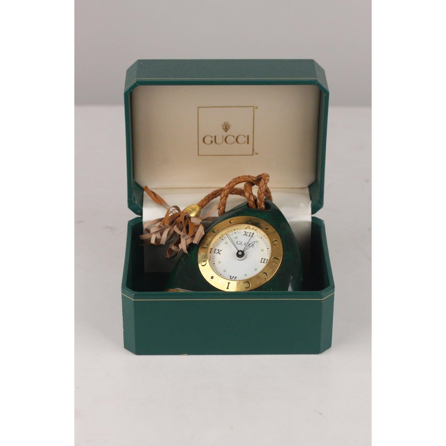 Gucci Vintage Green Stirrup Desk Table Clock Alarm Time Piece For Sale ...