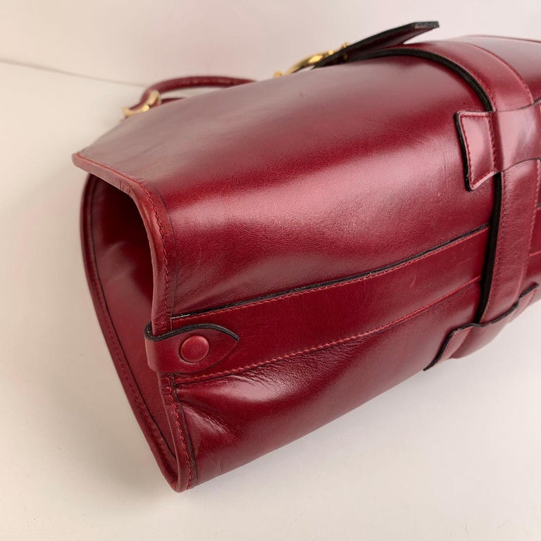 Gucci Vintage Hobo Rare Horsebit Leather Red Shoulder Bag For Sale at ...