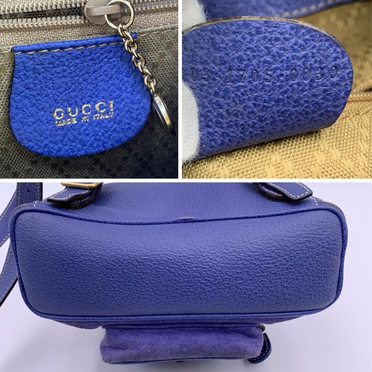 Gucci Vintage Light Blue Suede Bamboo Small Backpack Shoulder Bag For ...