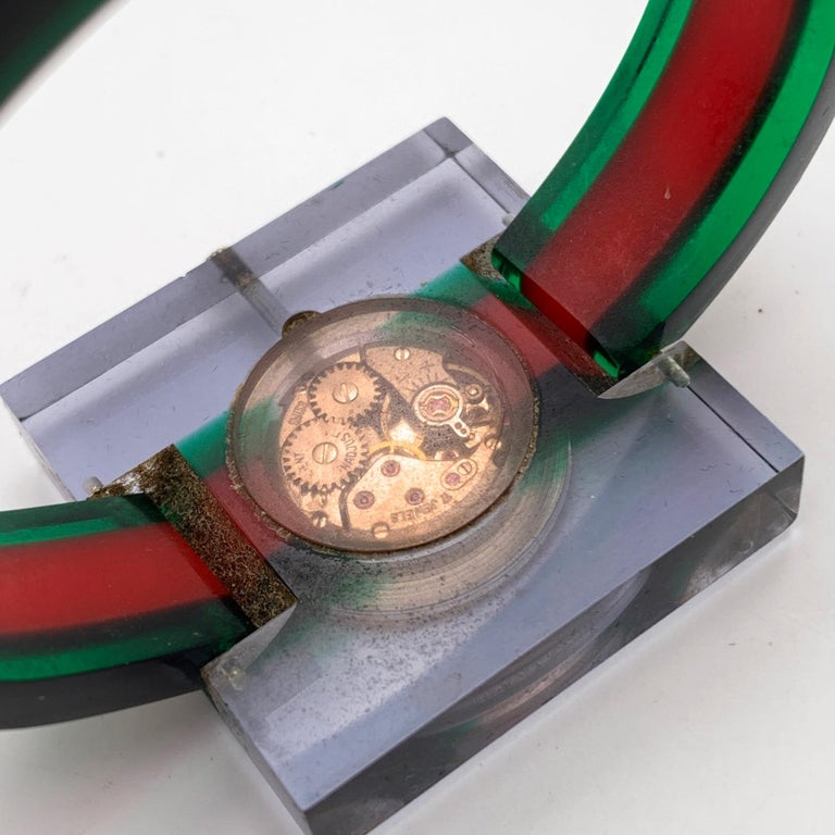 Gucci Vintage Manual Wind Red Green Plexi Web Plexi Wrist Watch For ...