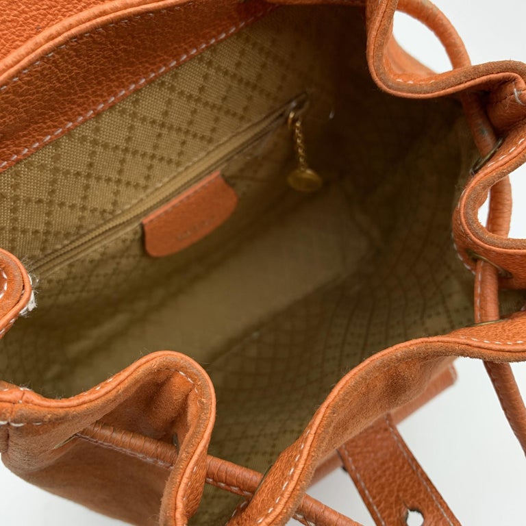 Gucci Vintage Orange Suede Bamboo Small Backpack Shoulder Bag For Sale ...