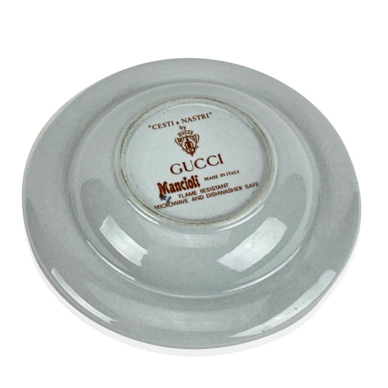 Gucci Vintage Porcelain Cesti e Nastri Floral Round Ashtray at 1stDibs