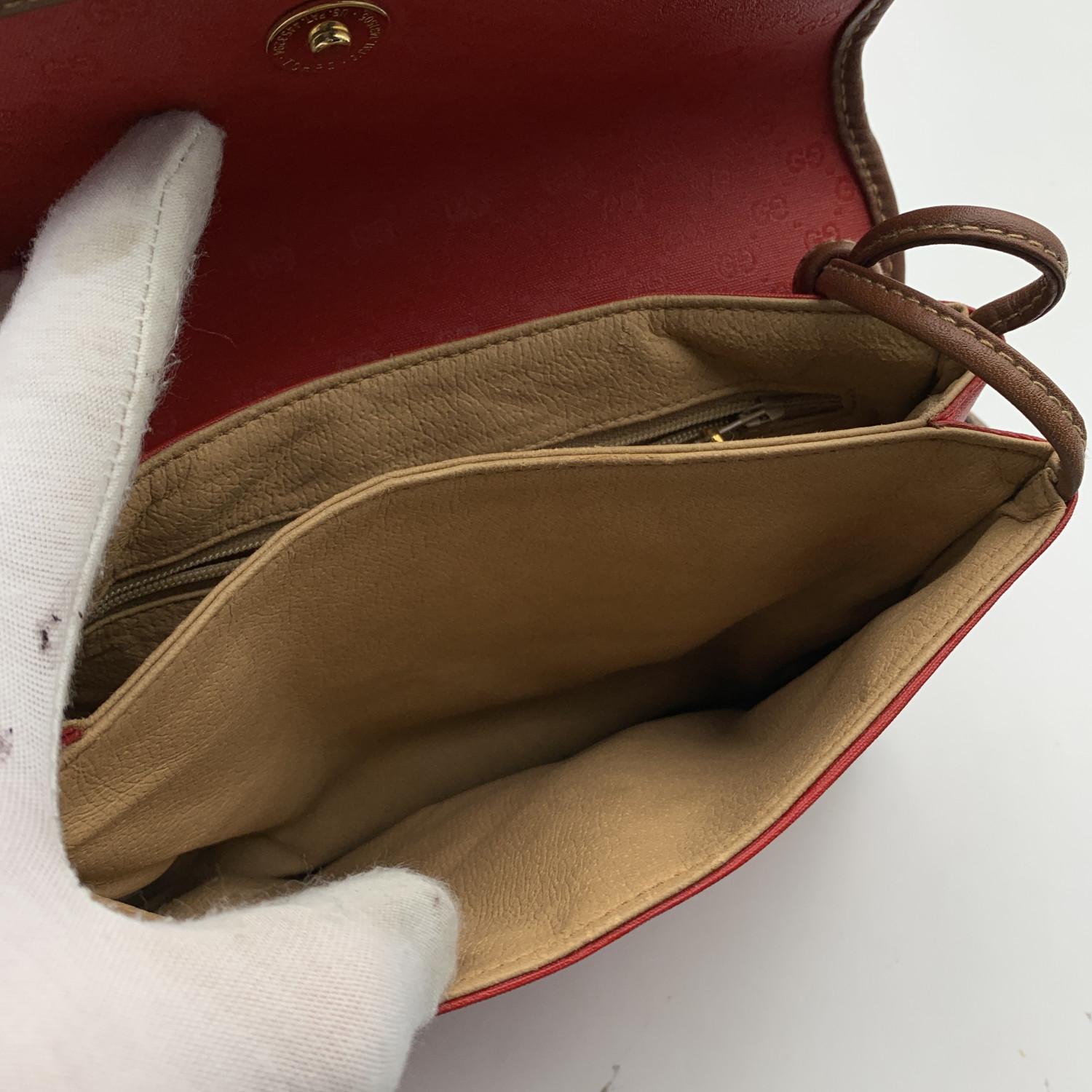 Gucci Vintage Red Monogram Canvas Small Messenger Shoulder Bag For Sale ...