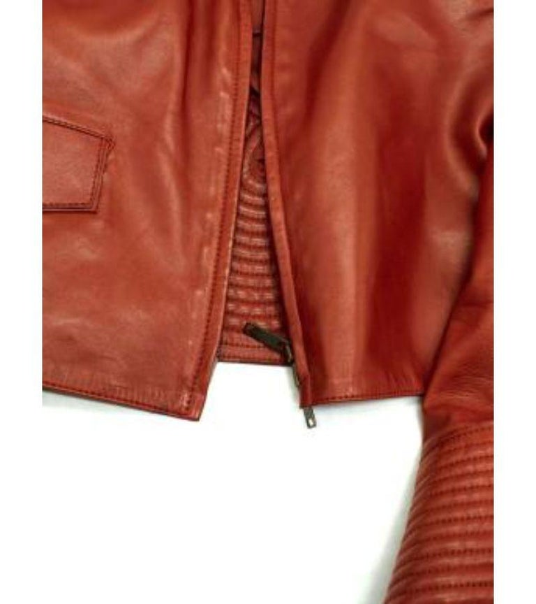 Gucci Vintage Red Studded Leather Biker Jacket For Sale at 1stDibs