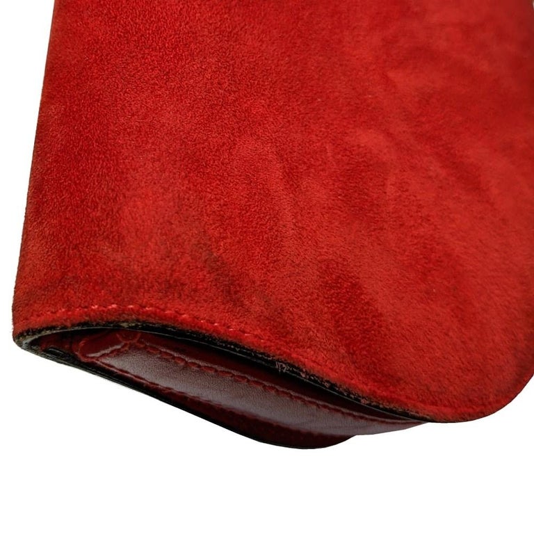 Gucci Vintage red suede and leather 80s purse For Sale at 1stDibs