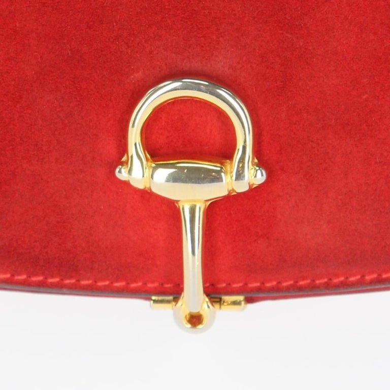 Gucci Vintage red suede and leather 80s purse For Sale at 1stDibs