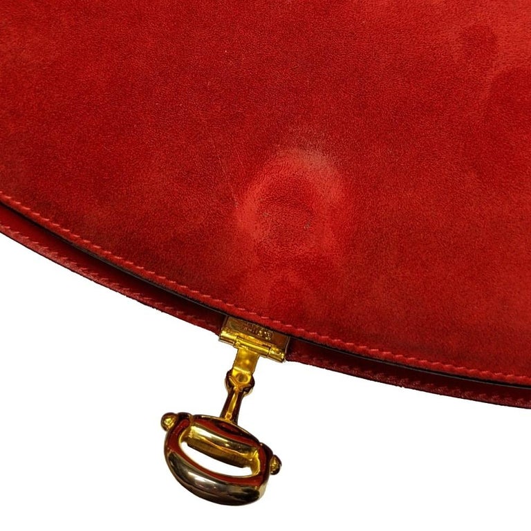Gucci Vintage red suede and leather 80s purse For Sale at 1stDibs