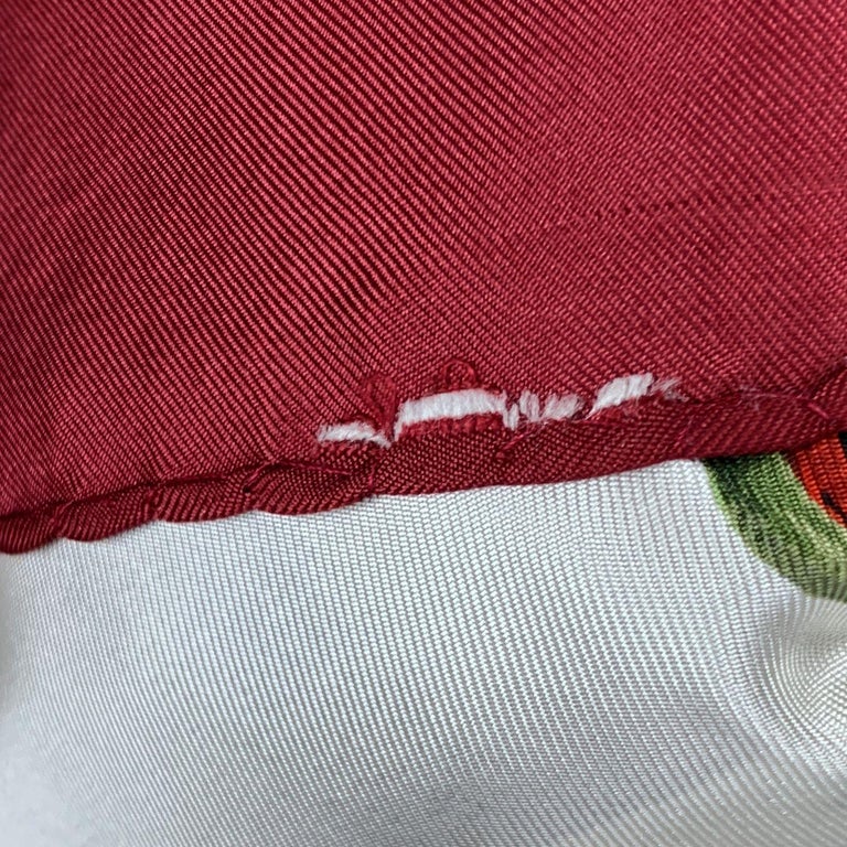 Gucci Vintage Silk Ducks and Pheasants Print Scarf Burgundy Borders at ...