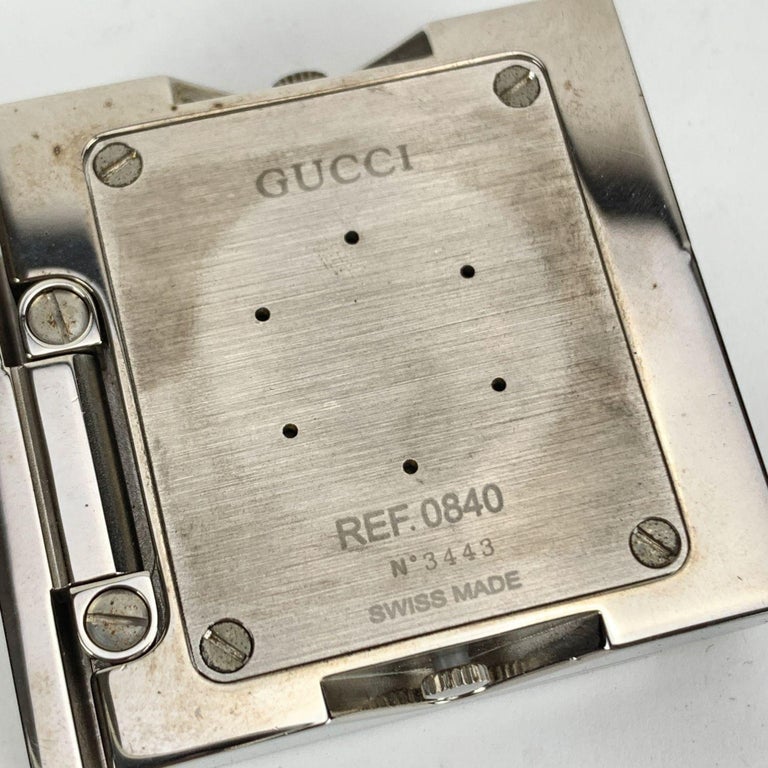 Gucci Vintage Stainless Steel Desk Table Travel Alarm Clock 0840 at 1stDibs