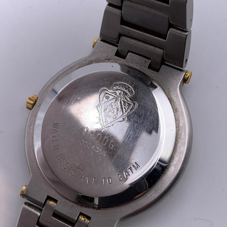 Gucci Vintage Stainless Steel Mod 9000 G Wrist Watch Gold Dial For Sale ...