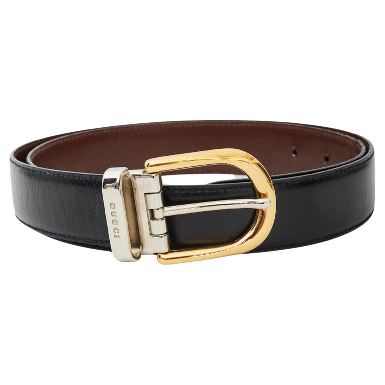 Gucci Vintage Two Tone Leather D Ring Belt (Size 85/34) For Sale at 1stDibs