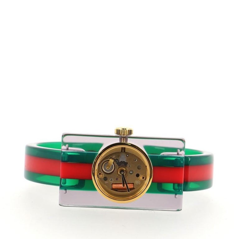 Gucci Vintage Web Rectangular Frame Quartz Watch Plexiglass with ...