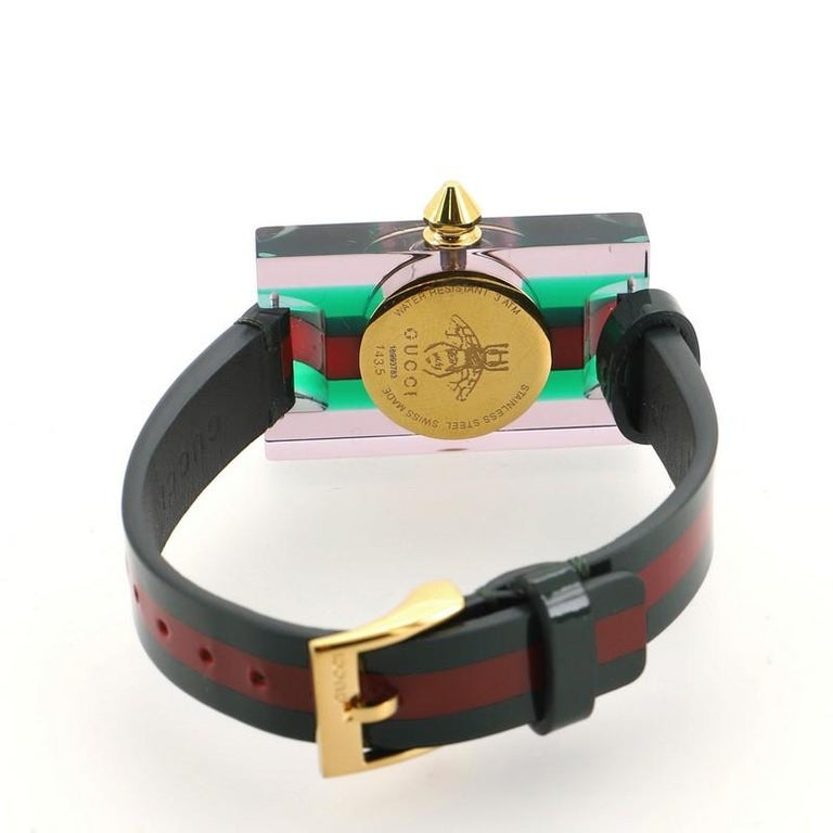 Gucci Vintage Web Rectangular Frame Quartz Watch Plexiglass with ...