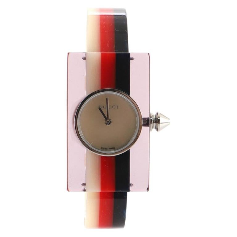 Gucci Vintage Web Rectangular Frame Quartz Watch Plexiglass with ...