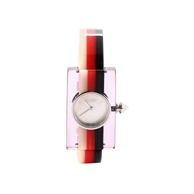 Gucci Vintage Web Rectangular Frame Quartz Watch Watch Plexiglass at ...