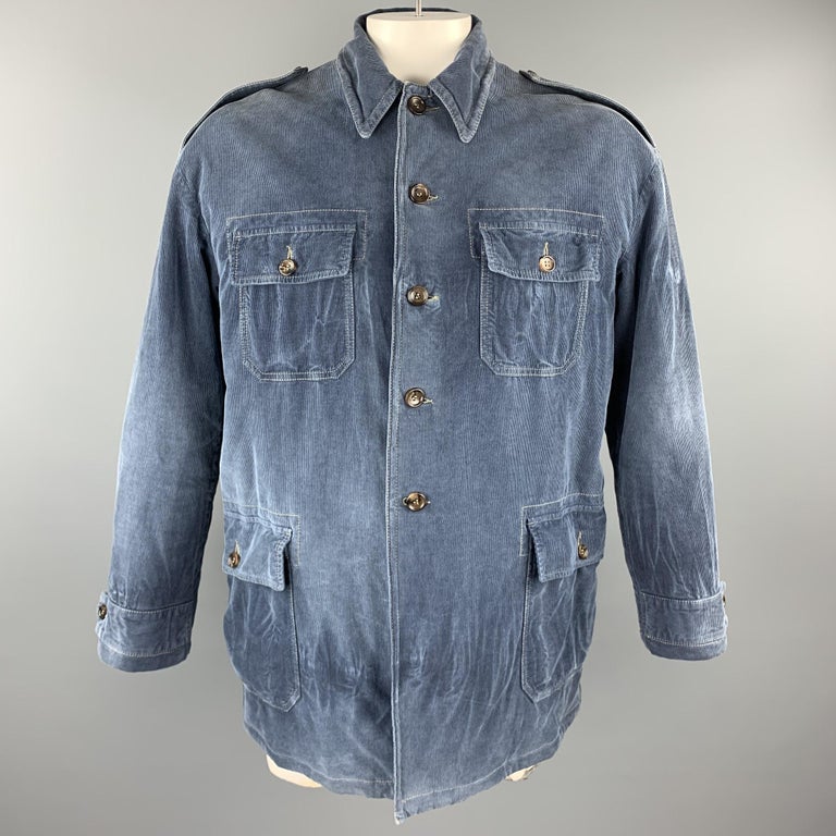 GUCCI Washed Navy Washed Corduroy Embroidered Cat ANIMALIUM Jacket at ...