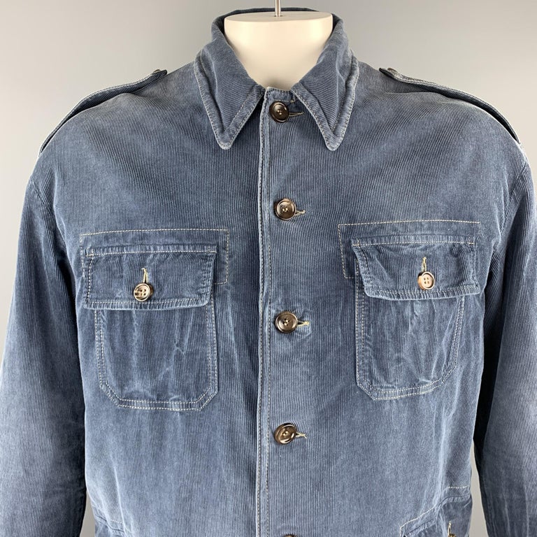 GUCCI Washed Navy Washed Corduroy Embroidered Cat ANIMALIUM Jacket at ...