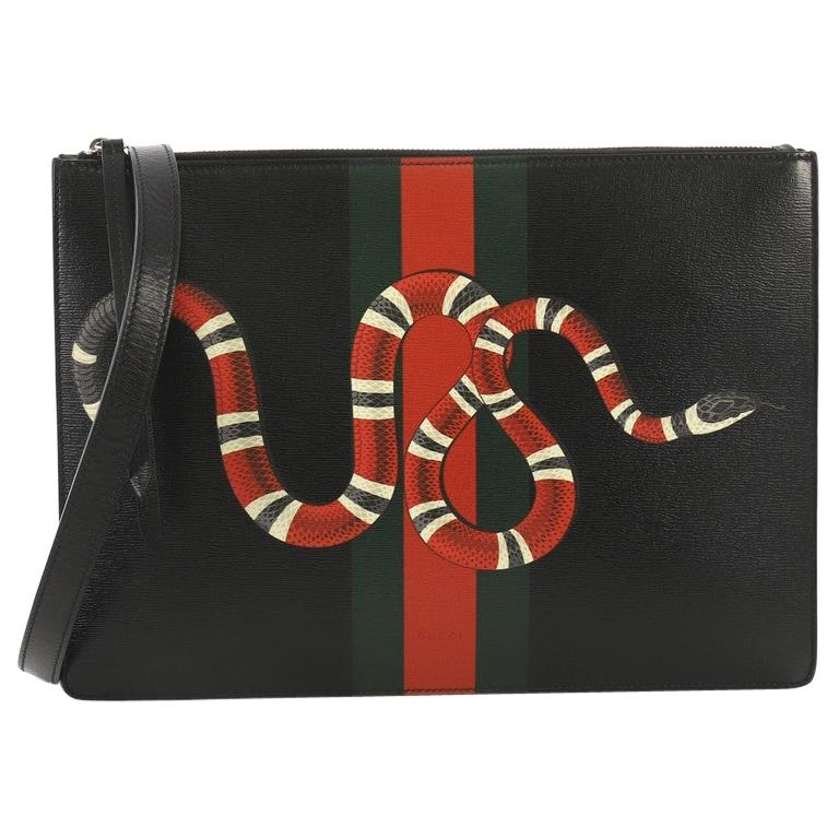 Gucci Web and Snake Messenger Bag Printed Leather Large at 1stDibs ...