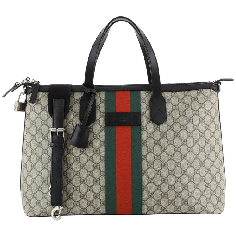 Gucci Web Duffle Bag GG Coated Canvas Medium at 1stDibs