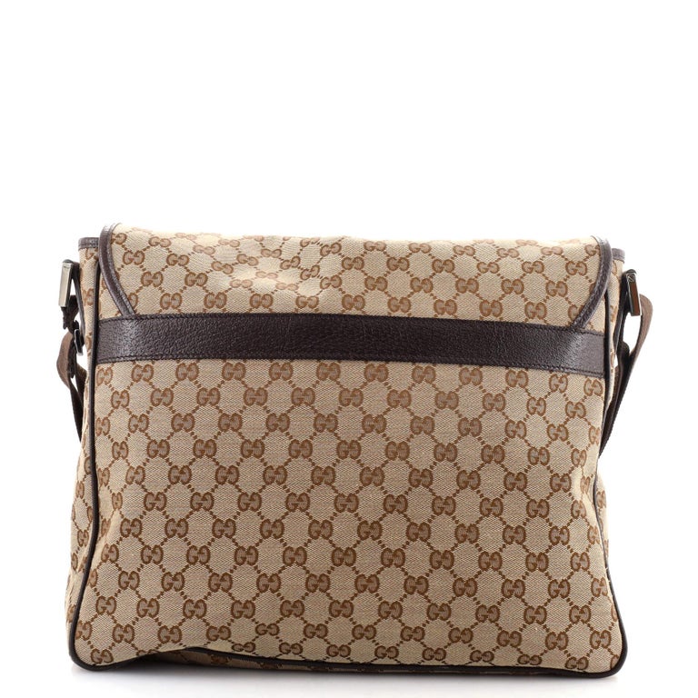 Gucci Web Strap Flap Messenger GG Canvas Medium For Sale at 1stDibs