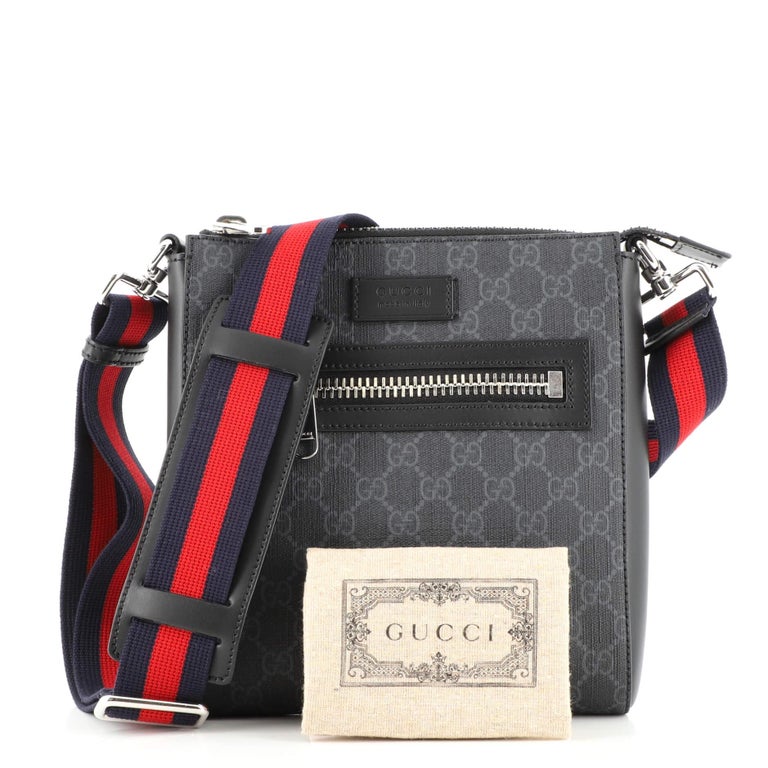 Gucci Web Strap Front Zip Messenger Bag GG Coated Canvas Small at 1stDibs