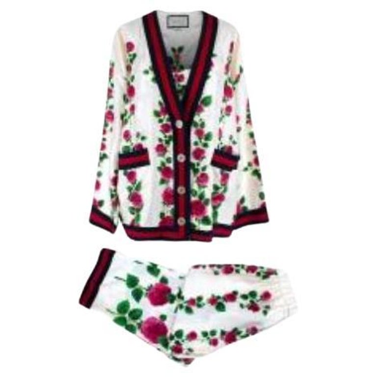 Gucci Web Trim Silk Floral Print 3-Piece Lounge Set For Sale at 1stDibs