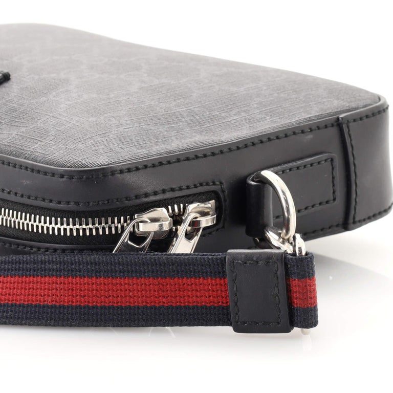 Gucci Web Wristlet Clutch GG Coated Canvas and Leather For Sale at 1stDibs