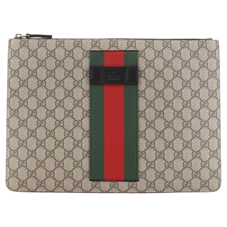 Gucci Web Wristlet Clutch GG Coated Canvas at 1stDibs
