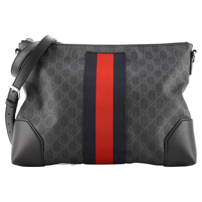 Gucci Web Zip Flat Messenger GG Coated Canvas Medium For Sale at 1stDibs