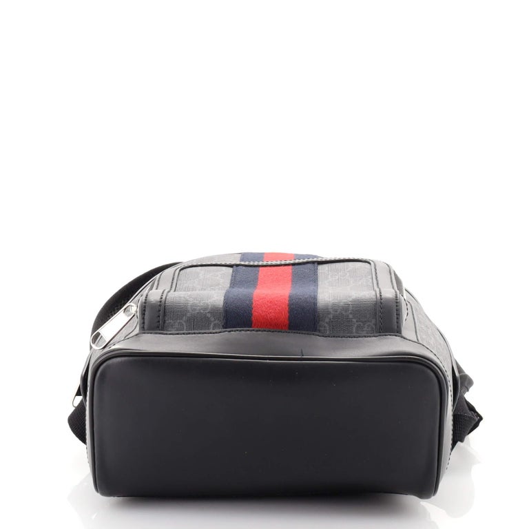 Gucci Web Zip Pocket Backpack GG Coated Canvas Small For Sale at 1stDibs