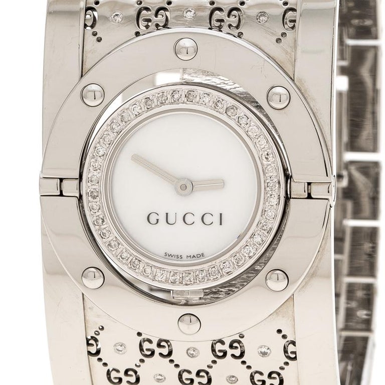 Gucci White Diamond Stainless Steel Twirl Women's Wristwatch 23 mm For ...