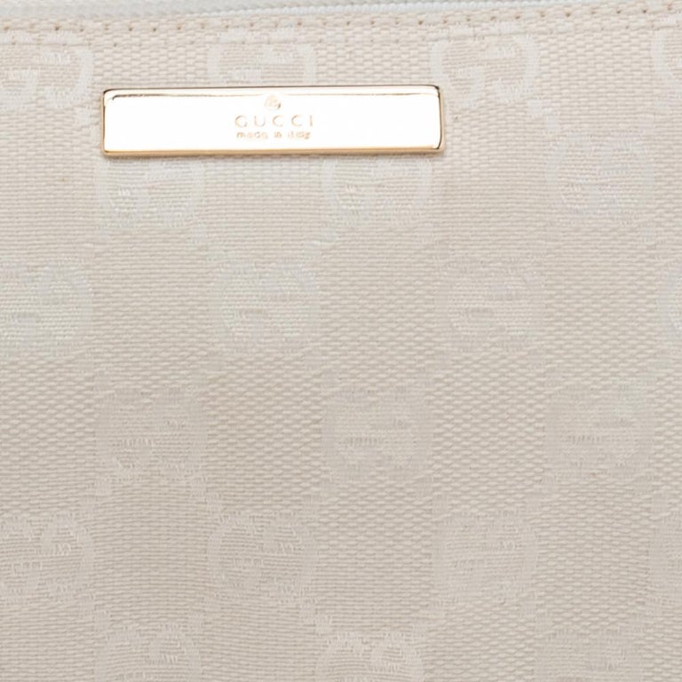 Gucci White GG Canvas and Leather Boat Pochette Bag at 1stDibs