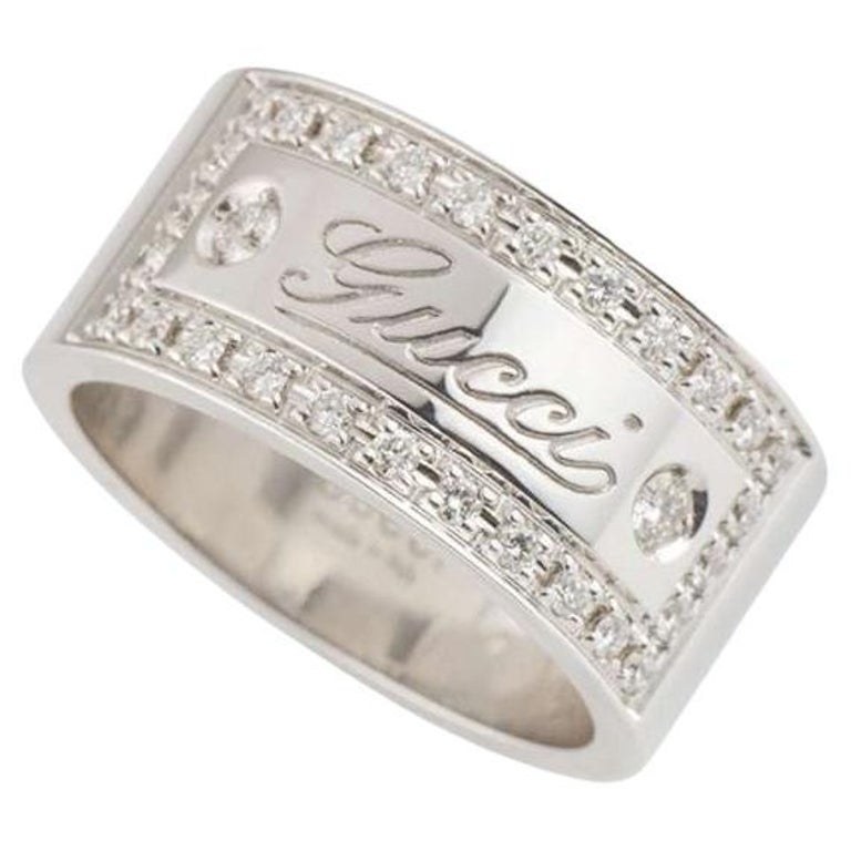 Gucci White Gold Diamond Band Ring For Sale at 1stDibs
