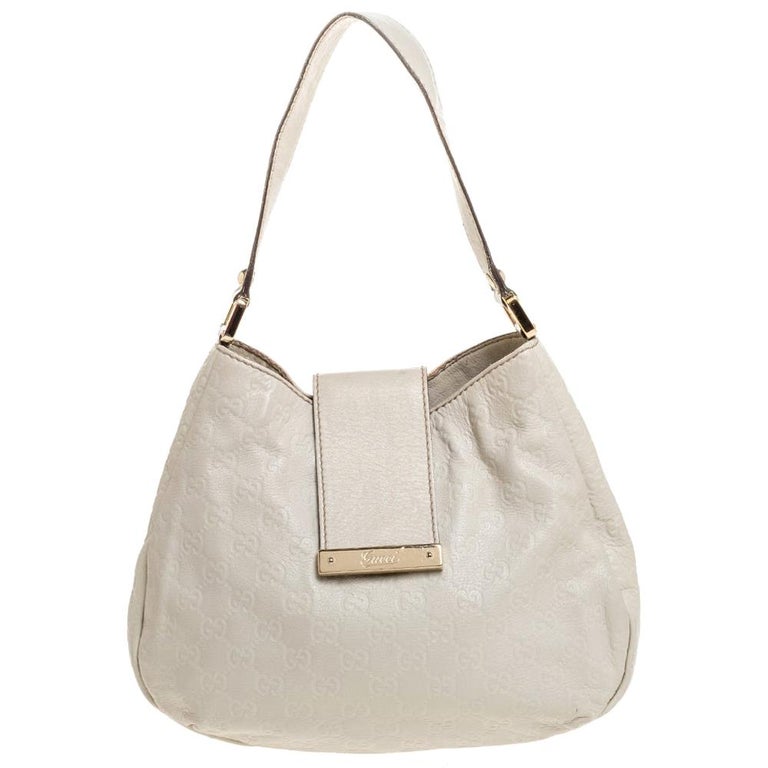 Gucci White Guccissima Leather New Ladies Web Hobo For Sale at 1stDibs