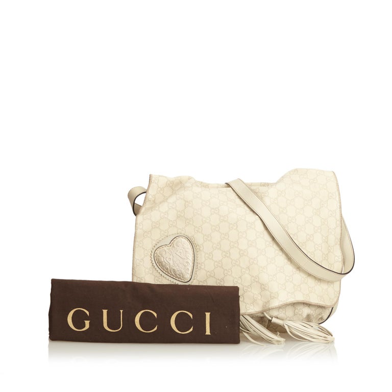 Gucci White Guccissima Leather Tribeca Messenger Bag at 1stDibs