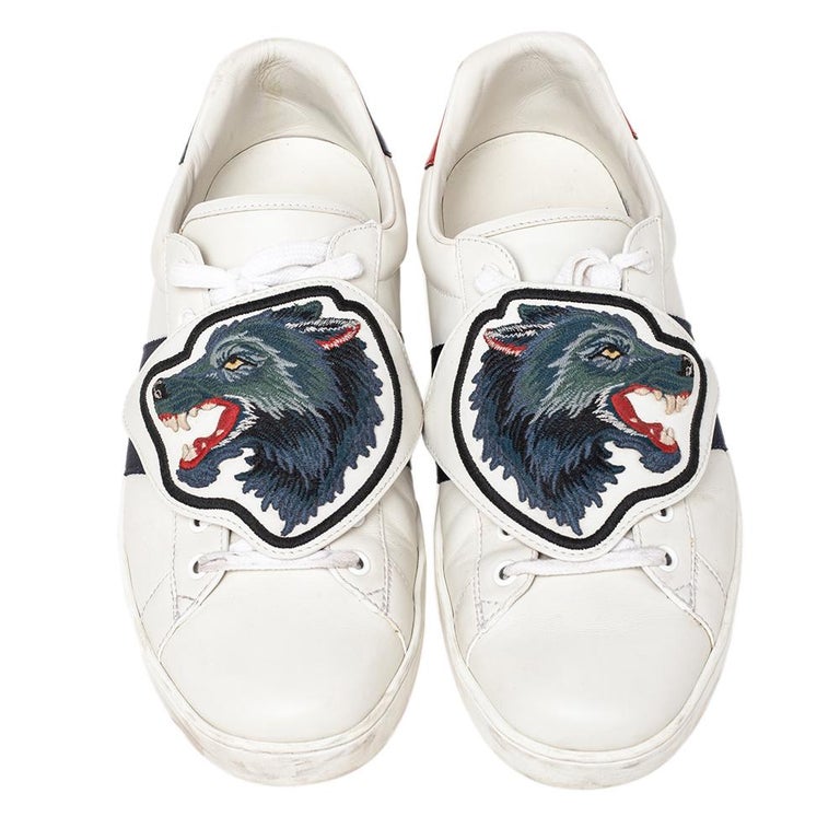 Gucci White Leather Ace Removable Patch Low Top Sneakers Size 45 For ...
