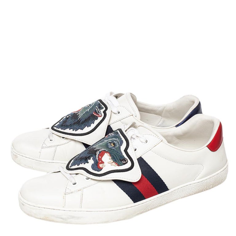 Gucci White Leather Ace Removable Patch Low Top Sneakers Size 45 For ...