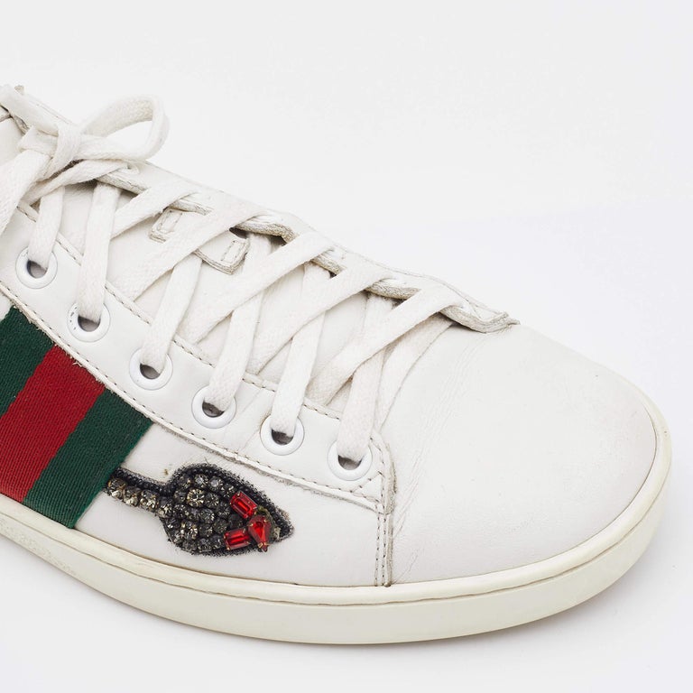 Gucci White Leather Arrow Embellished Ace Low Top Sneakers Size 37 For ...