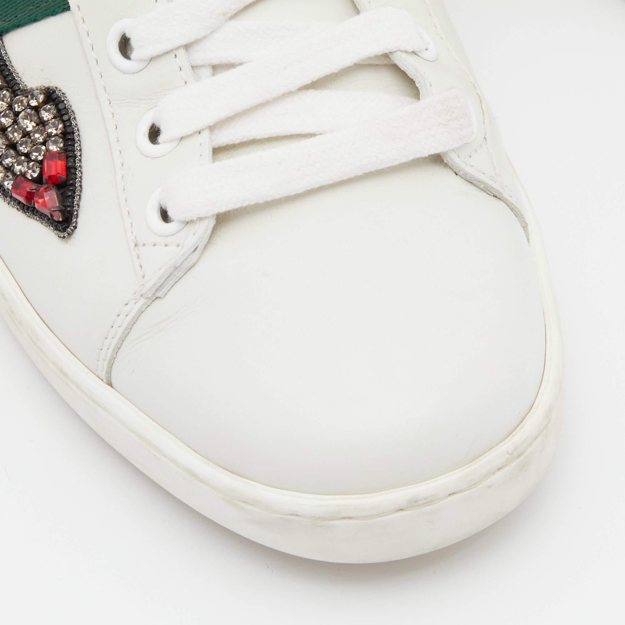 Gucci White Leather Arrow Embellished Ace Low Top Sneakers Size 37.5 ...