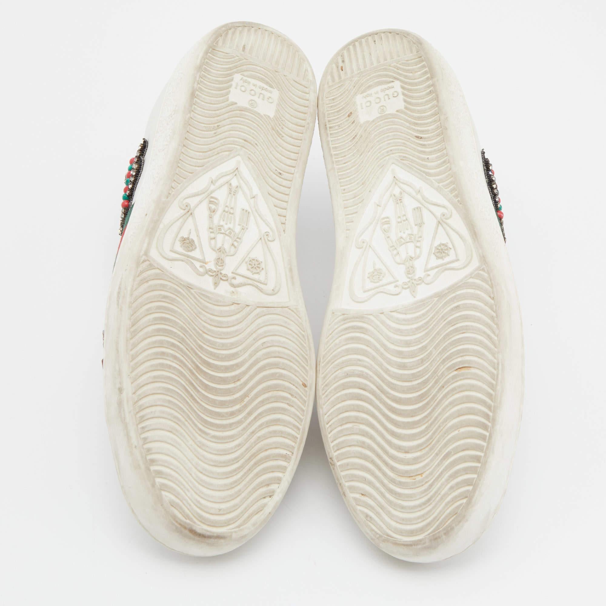 Gucci White Leather Arrow Embellished Ace Low Top Sneakers Size 37.5 ...