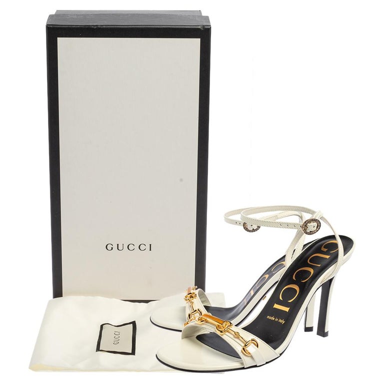 Gucci White Leather Moorea Sandals Size 36.5 at 1stDibs
